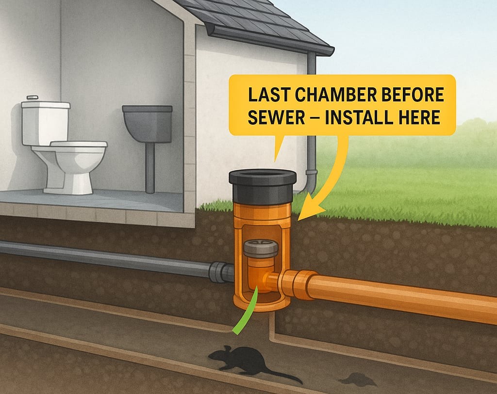 Pest Flap - Let's water drain but keeps pests out - Drain-Net