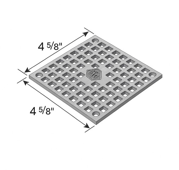 Zurn Strainer 5" Square Floor Drain Cover - Polished Brass Grate ...